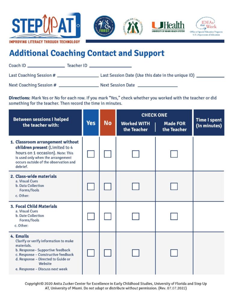 Coaching Resources Available Through Step Up AT