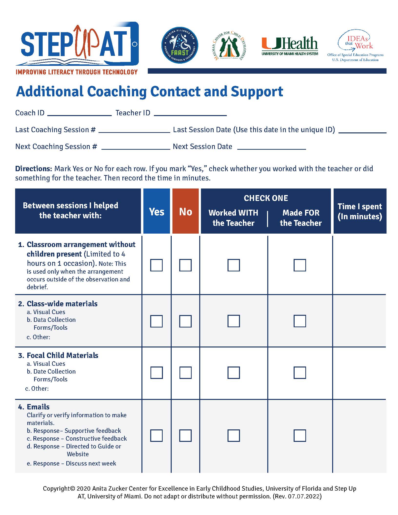 Coaching Resources Available Through Step Up AT